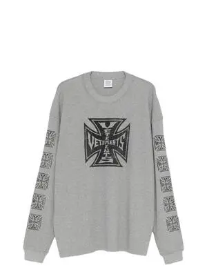 Vetements Long Sleeve Printed Sweatshirt - Gray