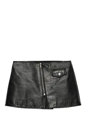 Prada Zip-up Leather Mini Skirt - Black