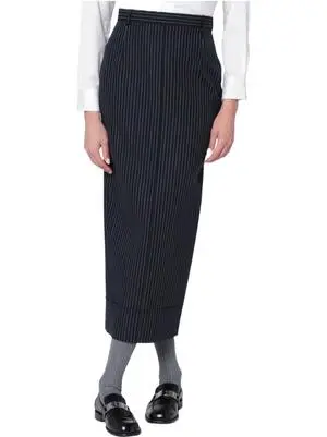 Thom Browne Pinstriped Pencil Midi Skirt - Blue
