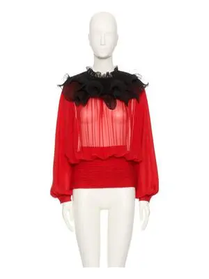 VALENTINO Valentino Light Georgette Top With Draped Shoulders