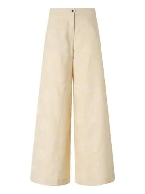 Pinko Floral Jacquard Wide-leg Trousers - Nude