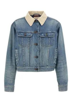 THE ROW Lapel Long Sleeve Denim Jacket - Blue