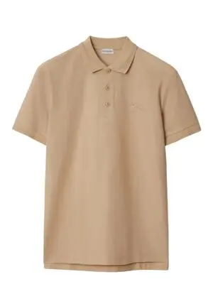Burberry Logo Embroidered Short Sleeved Polo Shirt - Soft Tan