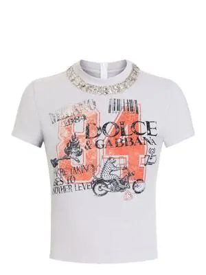 Dolce & Gabbana Embellished Printed T-shirt - White