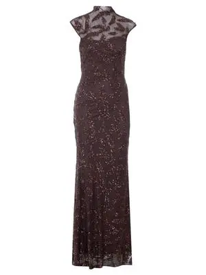 ANIYE BY Sequined Embroidered Sheer Gown With Open Back - Black