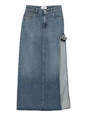 Coperni Denim Maxi Skirt With Side Slit - Blue