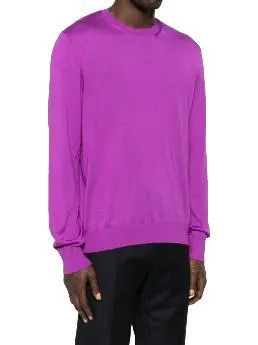 TOM FORD Tom Ford Fine Knit Long-Sleeve Crewneck Sweater Purple