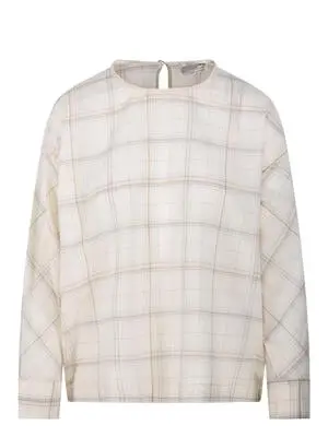 FORTE_FORTE Checked Long Sleeve Top - White