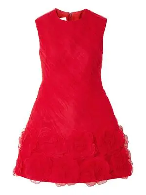 Valentino Garavani Sleeveless Dress With Floral Appliqu - Red