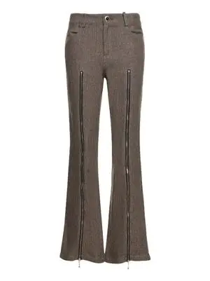 Andersson Bell Zipper Flare Casual Pants - Grey