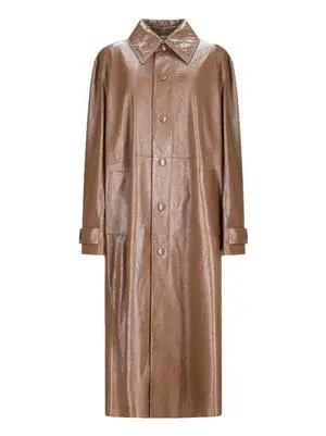 JIL SANDER Buttoned Leather Coat - Brown