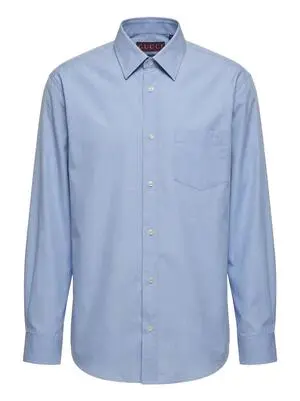 Gucci Gg Logo Long Sleeved Shirt - Blue