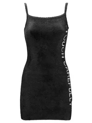 Off-White Logo Embellished Sleeveless Mini Dress - Black
