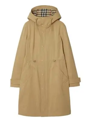 Burberry Hooded Parka With Plaid Lining - Flaxen