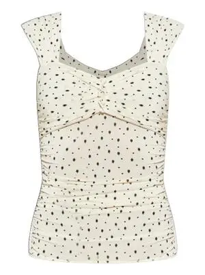 ISABEL MARANT ÉTOILE Isabel Marant Ruched Polka-Dot Sleeveless Top