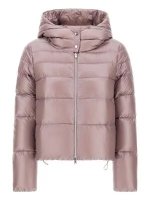 Herno Zip-up Hooded Quilted Puffer Jacket - Nude