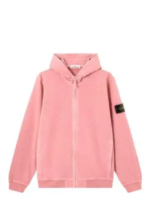 Stone Island Zip-up Logo Patch Hoodie - Oleander