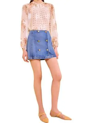 Ulla Johnson Button-embellished Denim Skirt - Danube