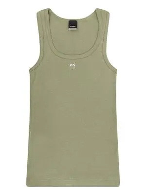 Pinko Ribbed Logo Plaque Tank Top - Green