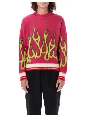 Palm Angels Burning Flame Jacquard Pullover - Multicolor