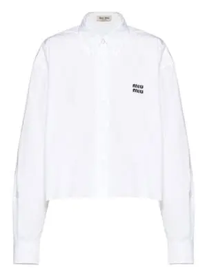 Miu Miu Miu Miu Cropped Logo Shirt White