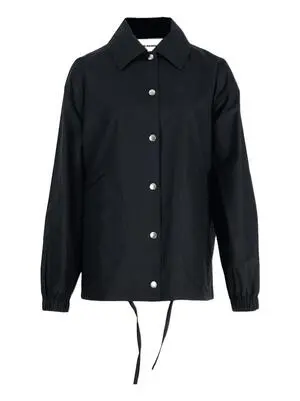 JIL SANDER Logo-printed Drawstring Shirt Jacket - Black