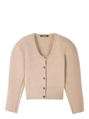 Jacquemus The Doppio Knitted Cardigan - Nude
