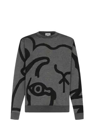 Kenzo Abstract Tiger-print Crewneck Pullover - Black