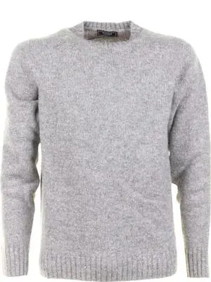 Peserico Crew-neck Sweater In Mouliné Yarn - Gray