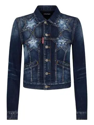 Dsquared2 Denim Jacket With Star Embellishments - Black