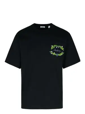 Burberry Logo Embroidered Crewneck T-shirt - Black