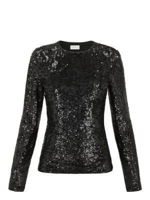 P.a.r.o.s.h Embellished Sequin Long-sleeve Blouse - Black