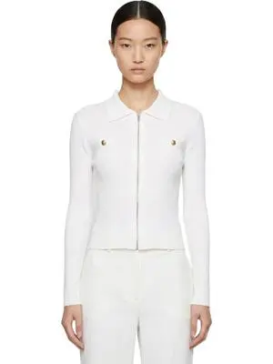 Marissa Chiara Zip-up Jacket With Lapel Collar - White
