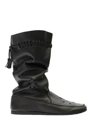 Isabel Marant Étoile Isabel Marant Tassel Braided Perforated Detail Boots Black