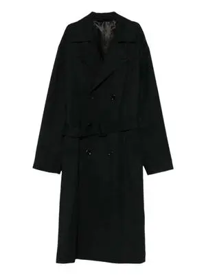 LARDINI Belted Double-breasted Coat - Black