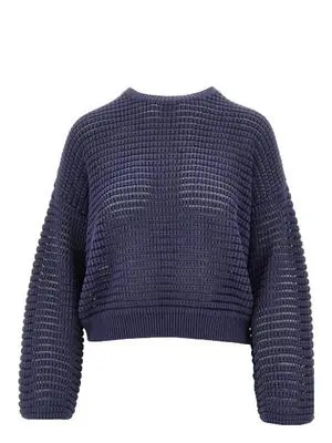 Emporio Armani Perforated Round Neck Sweater - Black