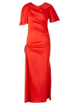 VICTORIA BECKHAM Victoria Beckham Short Sleeve Gown With Ruffled Collar And Fitted Waist