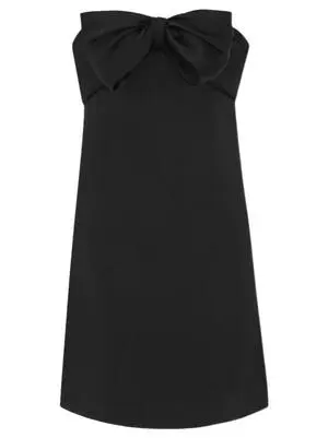 Saint Laurent Bow-detailed Strapless Zipped Mini Dress - Black