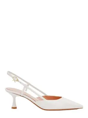 GIANVITO ROSSI Pointed Toe Slingback Leather Pumps - White