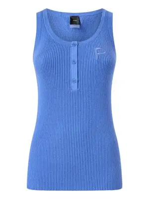 Pinko Sleeveless Ribbed Knit Button-front Tank Top - Blue