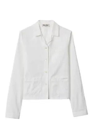 MIU MIU Miu Miu Cotton Poplin Shirt With Embroidered Logo