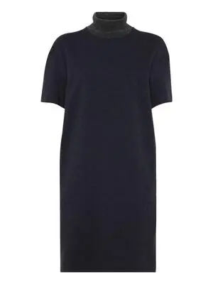 Brunello Cucinelli Monili Detailed High Neck Mini Dress - Black