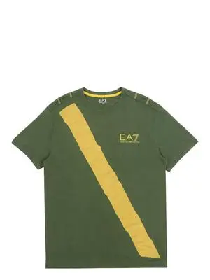 EA7 Logo Printed T-shirt With Round Neck - Green