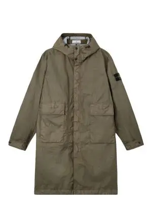Stone Island Hooded Parka Coat - Green