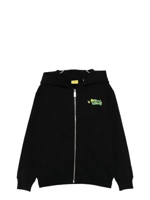 Off-White Zip-up Graphic Hoodie - Black