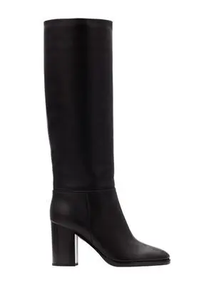 GIANVITO ROSSI Knee High Block Heel Boots - Black