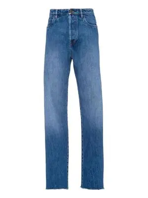 Miu Miu Straight Leg Jeans With Logo Detail - Blue