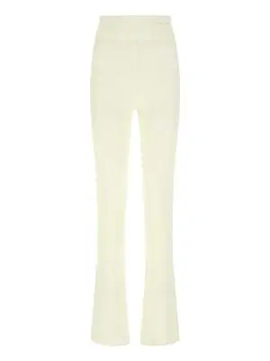 ANDREĀDAMO Andrea Adamo High-Waisted Flared Knit Pants White