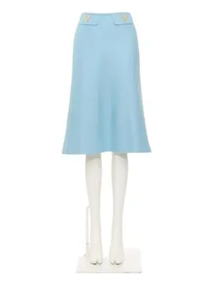 Valentino Garavani Logo Plaque High-waisted Midi Skirt - Blue