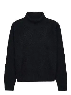 Max Mara High-necked Long-sleeved Sweater With Ribbed Details - Black
